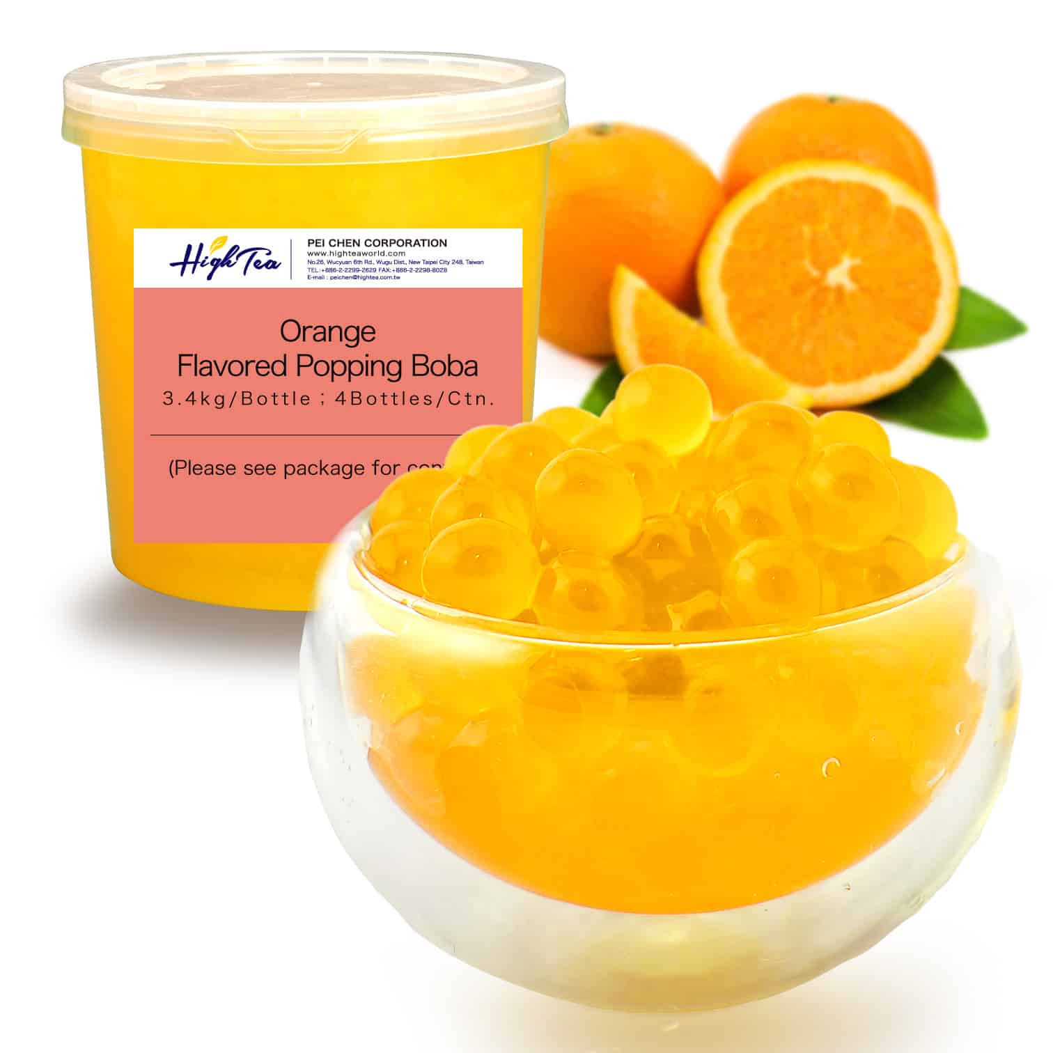 Orange Fruit Popping Boba Balls (3.4Kg / Barrel) - HighTea