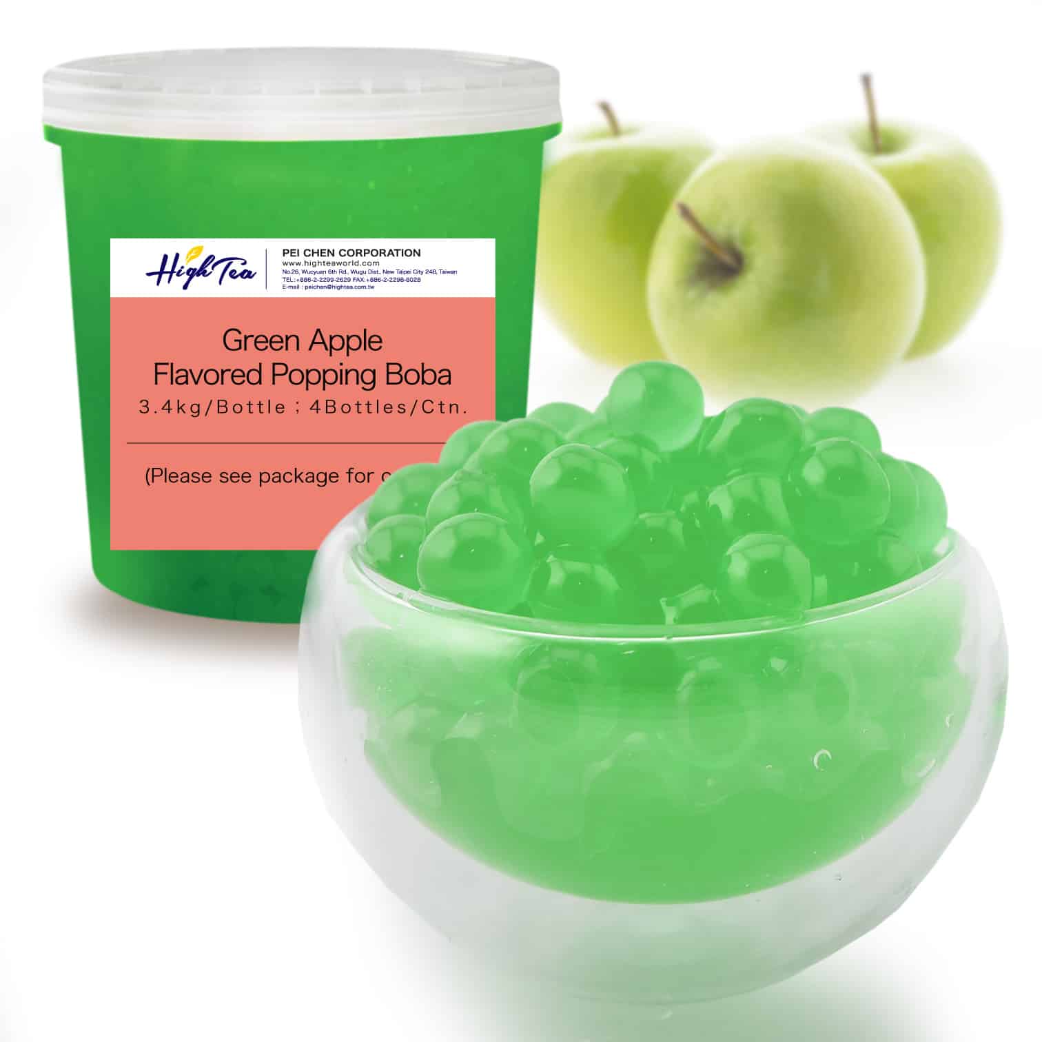 Green Apple Fruit Popping Boba Balls (3.4Kg / Barrel) - 伂橙股份有限公司